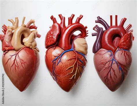 Human Heart Anatomy Set Of Realistic Human Heart Isolated On White