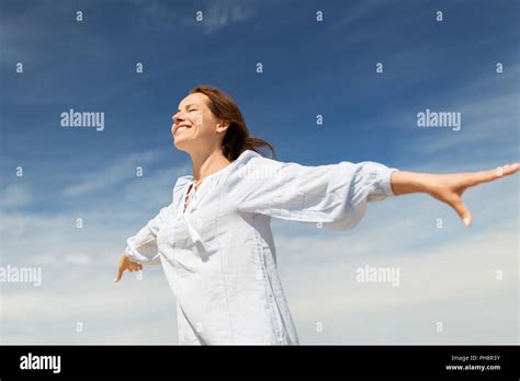 Happy Smiling Woman Enjoying Summer Stock Photo Alamy