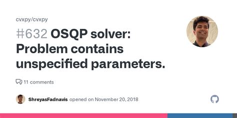 Osqp Solver Problem Contains Unspecified Parameters · Issue 632 · Cvxpycvxpy · Github