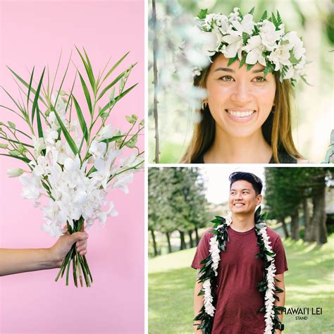 Wailea Lei Set D Haku Lei White Dendrobium Orchid Bouquet 10