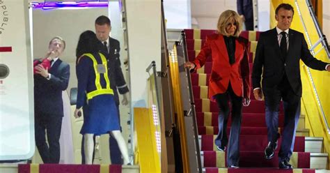 Emmanuel Macron Is Shoved In Face By His Wife While They Get Off Plane