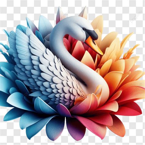화려한 꽃과 투명한 배경을 가진 하얀 백조 화려한 꽃을 가진 하얀 백조 그리고 투명한 배경 생성 Ai 이미지 Png 일러스트 및 이미지 에 대한 무료 다운로드