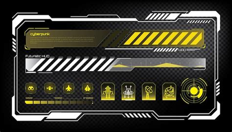 Futuristic Cyberpunk Hud Interface Display Elements Premium Vector