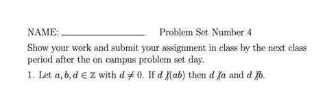 Solved NAME Problem Set Number 4 Show Your Work And Submit Chegg Com