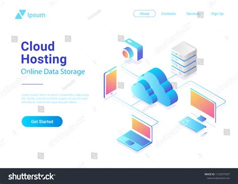 Isometric Flat Cloud Hosting Network Vector Stock Vector Royalty Free