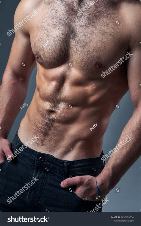 Cropped Image Muscular Shirtless Man Posing Stock Photo Shutterstock