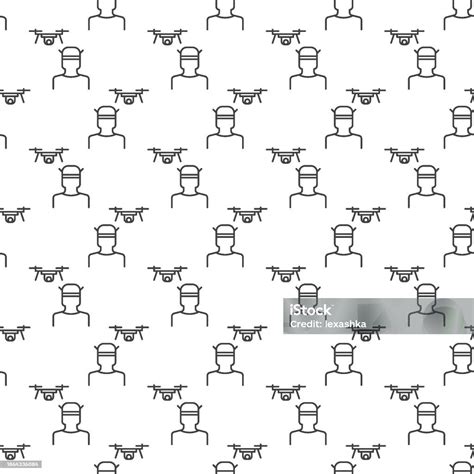 Fpv Drone And Man Vector Quadcopter Concept Line Seamless Pattern Stock Illustration Download