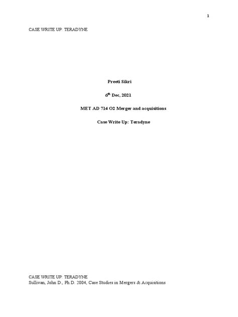 Case Write Up 5 Pdf Mergers And Acquisitions Private Sector