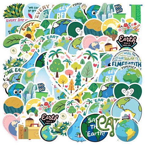35pcs Eco Friendly Stickers Earth Day Decals Nature Environment Stickers For Phones Laptops