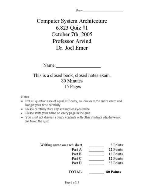 6 823 computer system architecture quiz 1 pdf instruction set