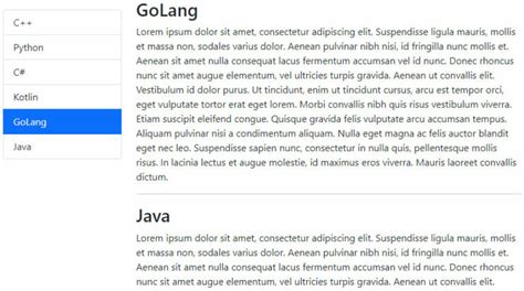 Bootstrap Scrollspy Examples With Navbar And List Group