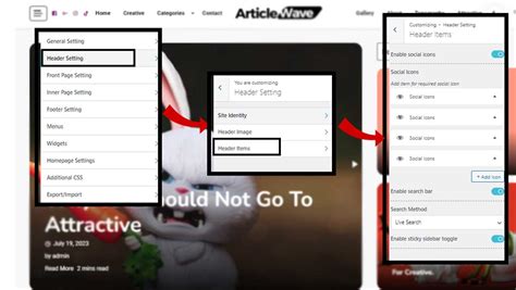 How To Change Your Websites Header Items Social Icons Search Bar Sticky Sidebar Article Wave