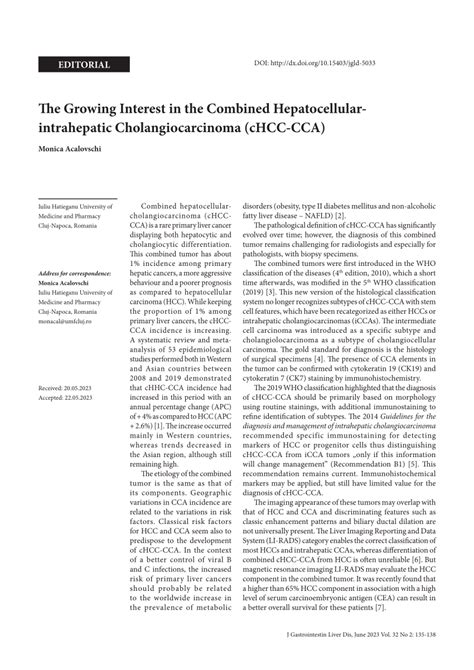Pdf The Growing Interest In The Combined Hepatocellular Intrahepatic Cholangiocarcinoma Chcc Cca