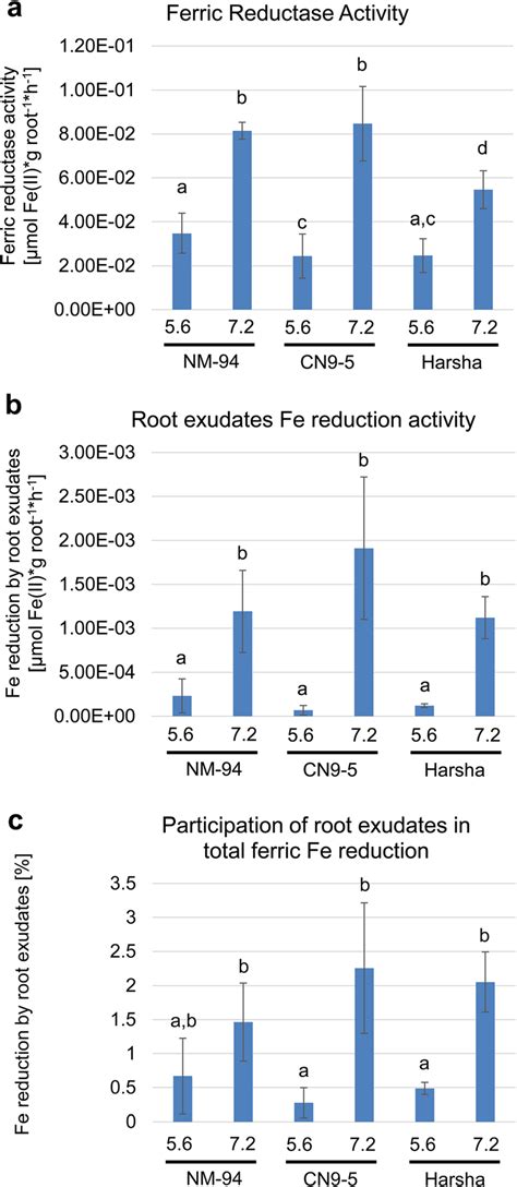 Fe Reduction By Nm 94 Cn9 5 And Harsha Roots A Root Surface Ferric Download Scientific