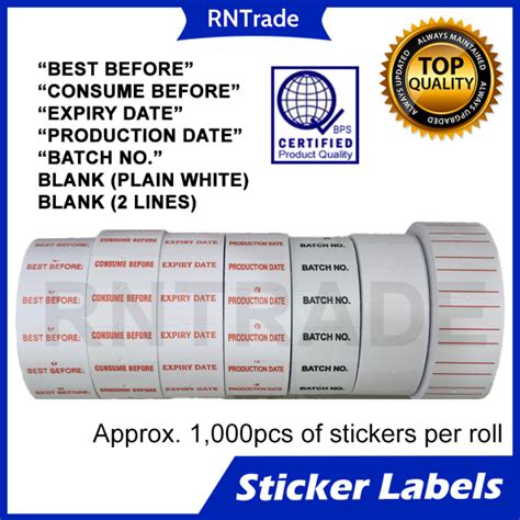 Price Tag Sticker Label BEST BEFORE EXPIRY DATE CONSUME BEFORE PRODUCTION DATE BATCH