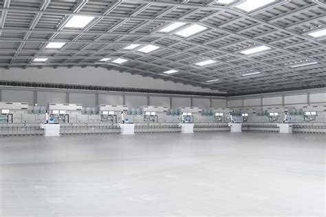 Premium Photo Automation Industry Concept With 3d Rendering Robot Assembly Line In Factory