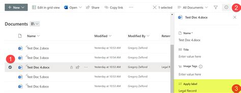 how to properly set a document as a record via retention labels in