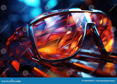 Futuristic High Tech Glasses With Geometric Light Reflections Stock