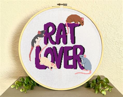 Rat Lover Cute Rat Cross Stitch Pattern Brown Russian Blue Albino