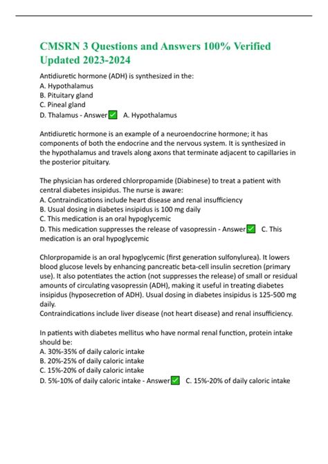 Cmsrn 3 Questions And Answers 100 Verified Updated Cmsrn Stuvia Us