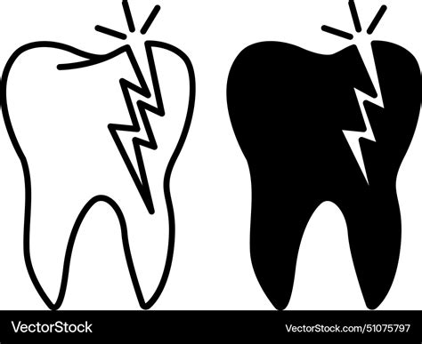 Broken Tooth Icons Black And White Royalty Free Vector Image
