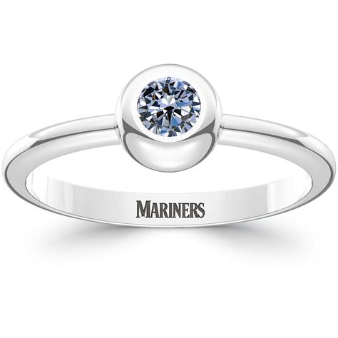 Womens Seattle Mariners Bixlers White Sapphire Engraved Sterling