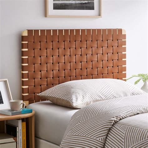 Sparta Weave Twin Vegan Leather Headboard Naturalbrown Headboards