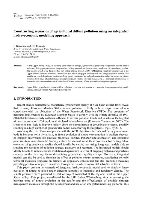 Pdf Constructing Scenarios Of Agricultural Diffuse Pollution Using An Integrated Hydro