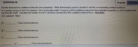 Solved Use The Flowchart For Confidence Intervals One