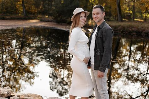 Family Day. Stylish Marriage Pregnant Couple Waiting for Baby. Man is ...