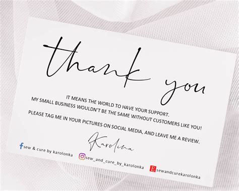 Personalised Thank You Business Cards Business Thank You Etsy Uk