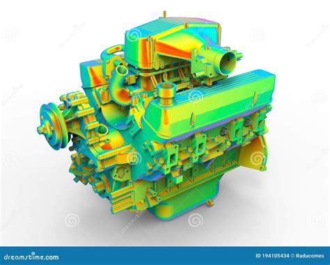 3d Rendering Engine Assembly Structural Analysis Stock Illustration