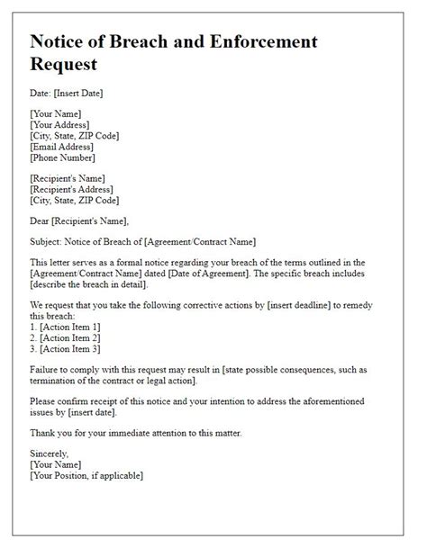 Letter Template For Contract Enforcement Request Free Samples In Pdf