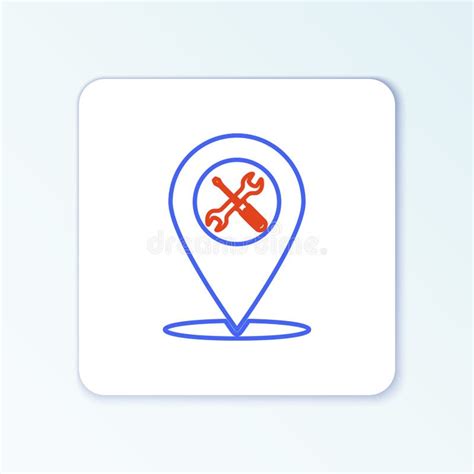 line location with crossed screwdriver and wrench tools icon isolated