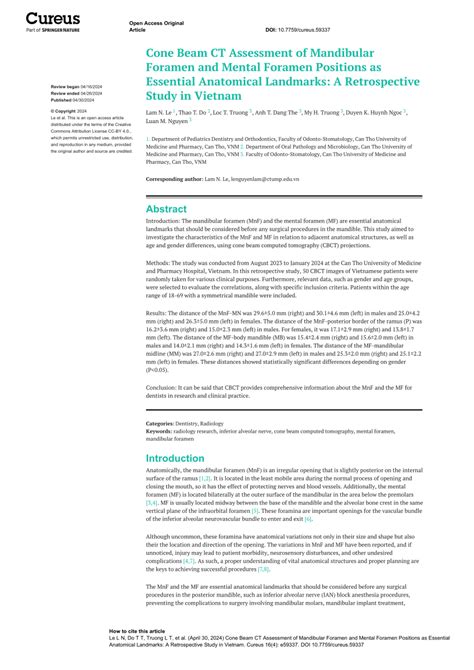 Pdf Cone Beam Ct Assessment Of Mandibular Foramen And Mental Foramen
