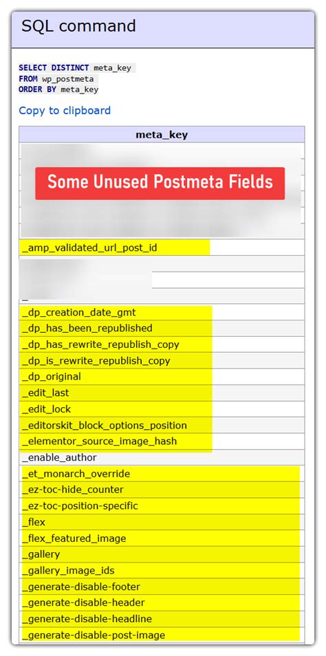 How To Find Unused Postmeta Fields In Wordpress Database Sql Query