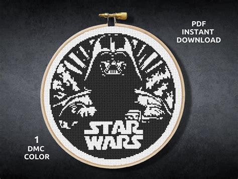 Darth Vader Cross Stitch Pattern Star Wars Cross Stitch Chart Sci Fi Cross Stitch Modern