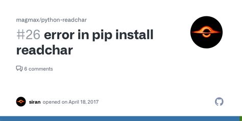 Error In Pip Install Readchar · Issue 26 · Magmax Python Readchar · Github