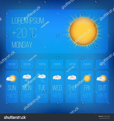 Weather Forecast Widget Mobile Application Program Stock Vector Royalty Free 378297904