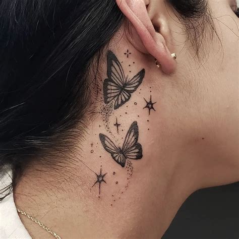 Behind Ear Tattoos Butterfly Neck Butterflies Tattoo Tat Inspo