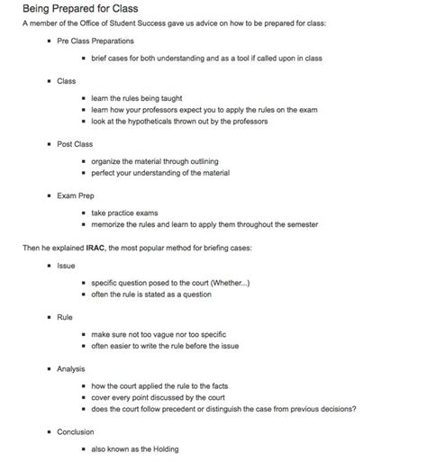 Preparing For Class And Preparing A Brief