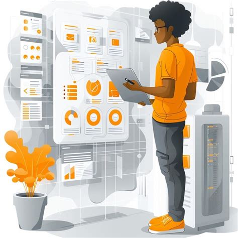 Premium Photo Cloud Computing Specialist Robotics Engineer In Illustrated Flat Minimal Design