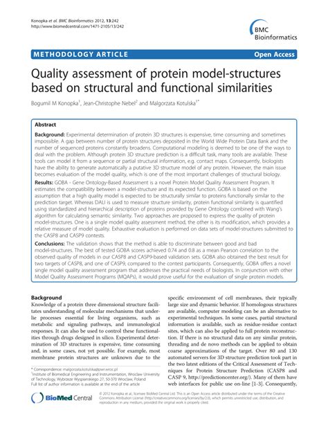 Pdf Quality Assessment Of Protein Model Structures Based On