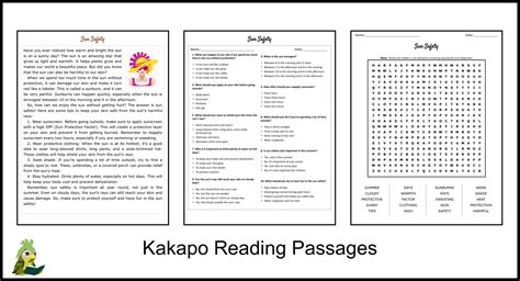 Sun Safety Reading Comprehension And Word Search Teaching Resources