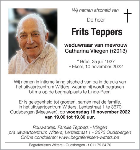 Frits Teppers † 10112022 Inmemoriam