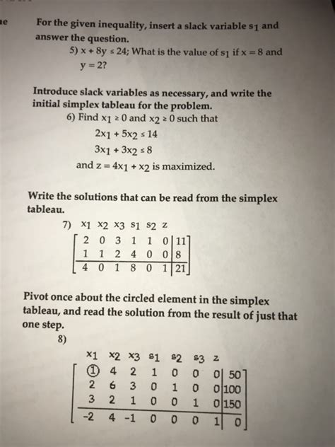 Solved For The Given Inequality Insert A Slack Variable S1