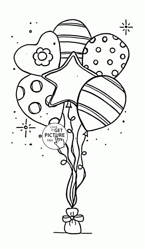 Happy Birthday Balloon Coloring Page