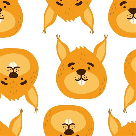 Premium Vector Cute Squirrel Seamless Vector Pattern Fly Agaric Cone