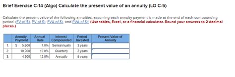 Solved Brief Exercise C Algo Calculate The Present Chegg
