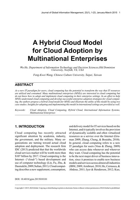 pdf a hybrid cloud model for cloud adoption by multinational enterprises